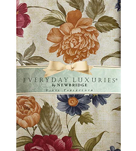 Newbridge Nicolette Multicolor Floral Pattern Indoor/Outdoor Flannel Backed Vinyl Tablecloth - Waterproof and Stain Resistant Kitchen Tablecloth- 60β x 84β Oblong/Rectangle