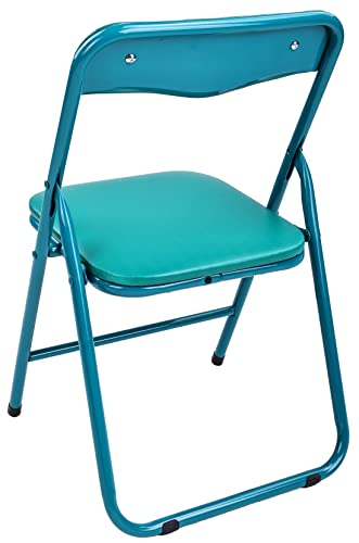 Elevon Pack of 2 Steel Frame Metal Foam Padded Folding Chairs for Kids, Green/Red