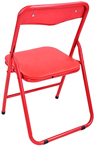 Elevon Pack of 2 Steel Frame Metal Foam Padded Folding Chairs for Kids, Green/Red