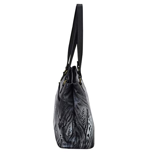 Anna by Anuschka womens Satchel Shoulder Handbag - Genuine Leather, African Leopard, One Size US