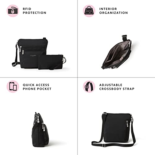 Baggallini womens Pocket With Rfid Crossbody Bags, Black/Sand, One Size US