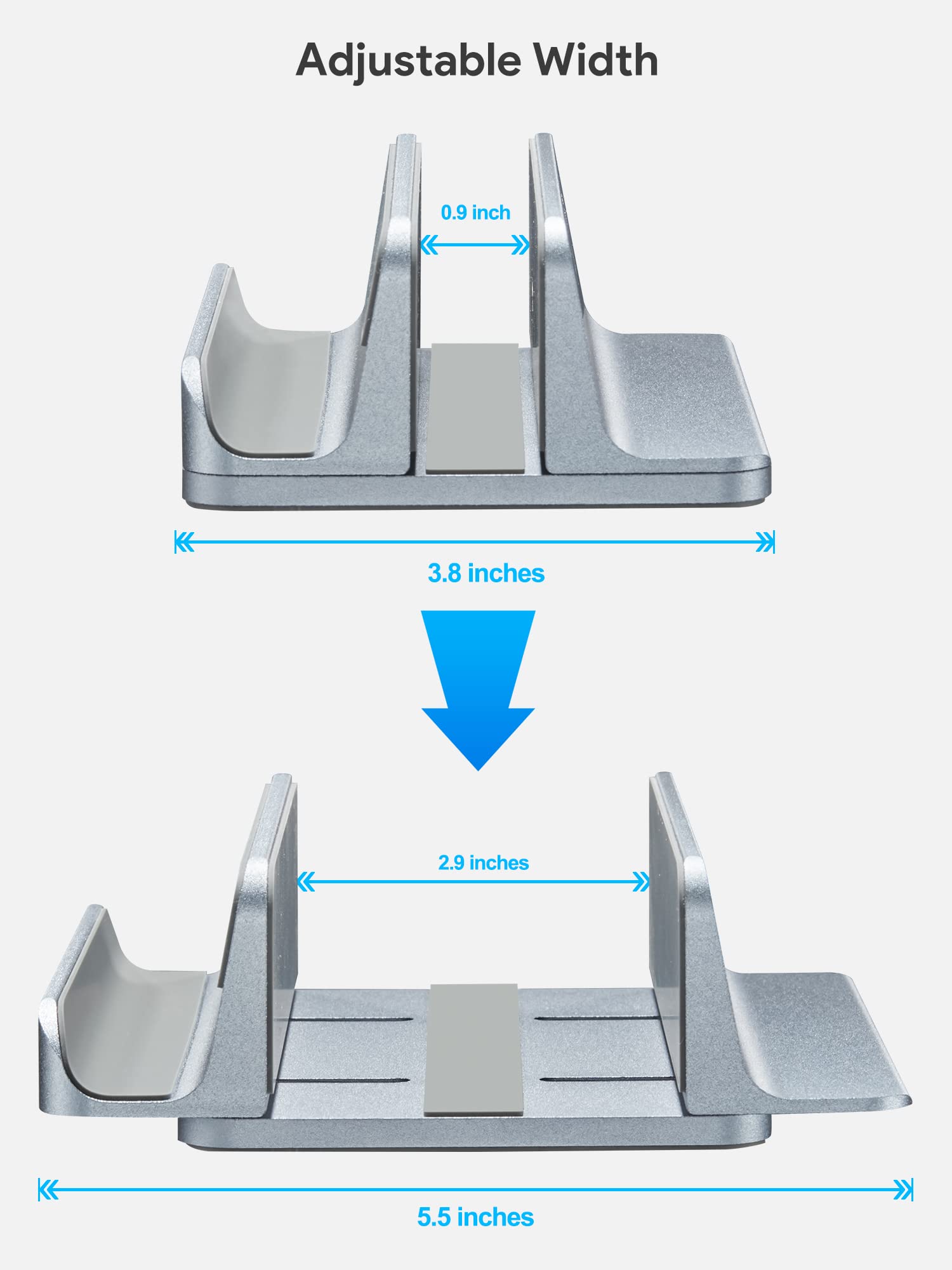 JARLINK (Upgraded Version Vertical Laptop Stand, Desktop Stand Adjustable Laptop Holder (up to 17.3 inches) Compatible with MacBook Pro/Air, Microsoft Surface, Lenovo (Gray)