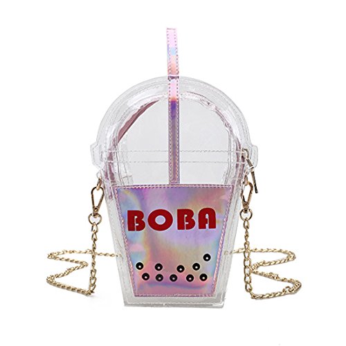 SUKUTU Women's Girls Boba Tea Summer Beach Clear Transparent Cross Body Shoulder Purses