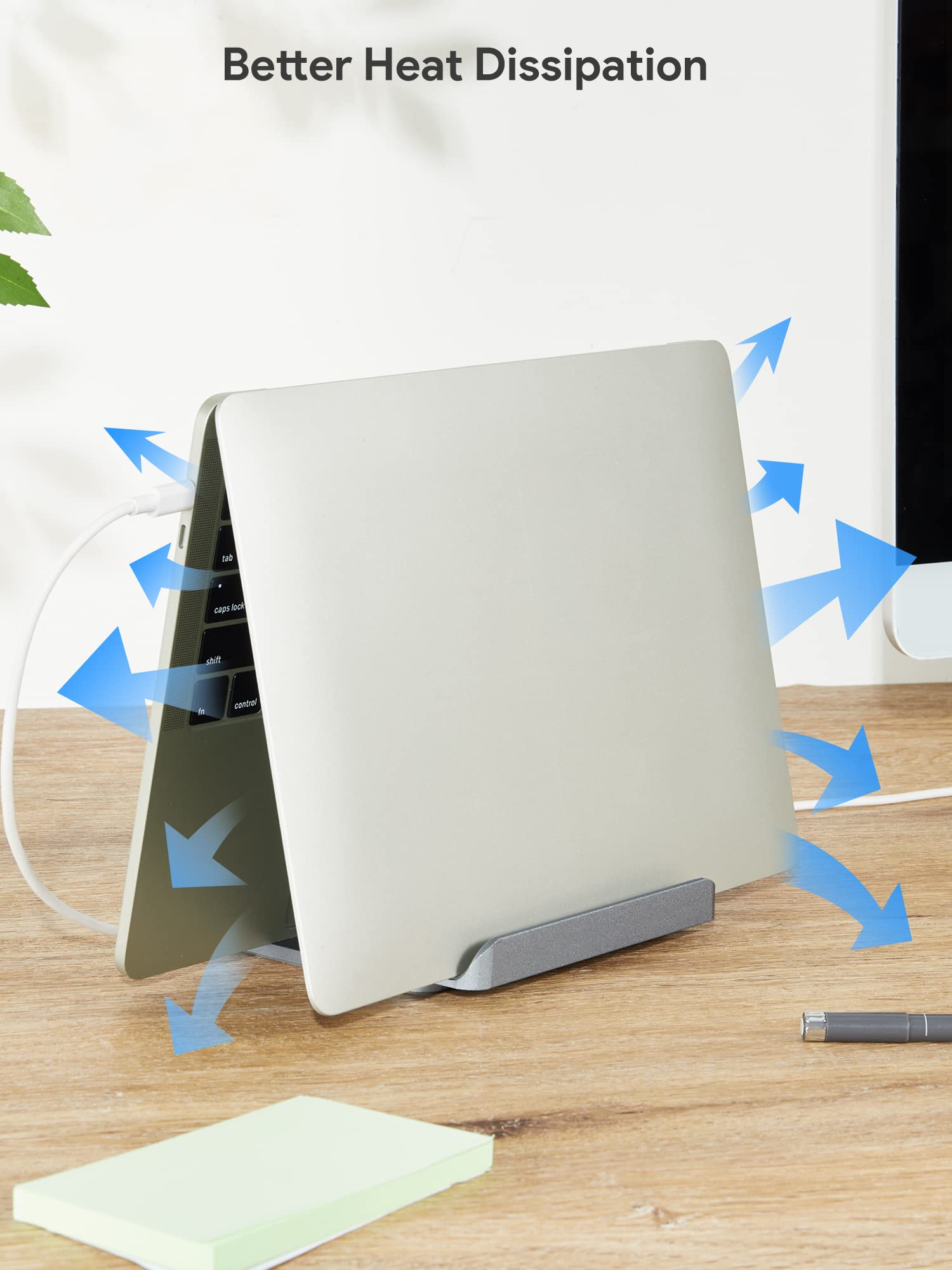 JARLINK (Upgraded Version Vertical Laptop Stand, Desktop Stand Adjustable Laptop Holder (up to 17.3 inches) Compatible with MacBook Pro/Air, Microsoft Surface, Lenovo (Gray)