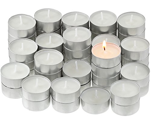 Greenco Value Pack Unscented Non-Drip Tealight Candles in Metal Cups, Pack of 100 – White