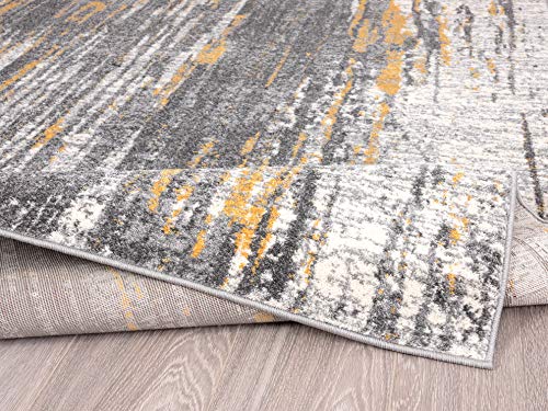 Abani Rugs Grey & Yellow Painted Pattern Area Rug Bold Rugged Contemporary Modern Style Accent, Laguna Collection | Turkish Made Superior Comfort & Construction | Stain Shed Resistant (5' x 7')