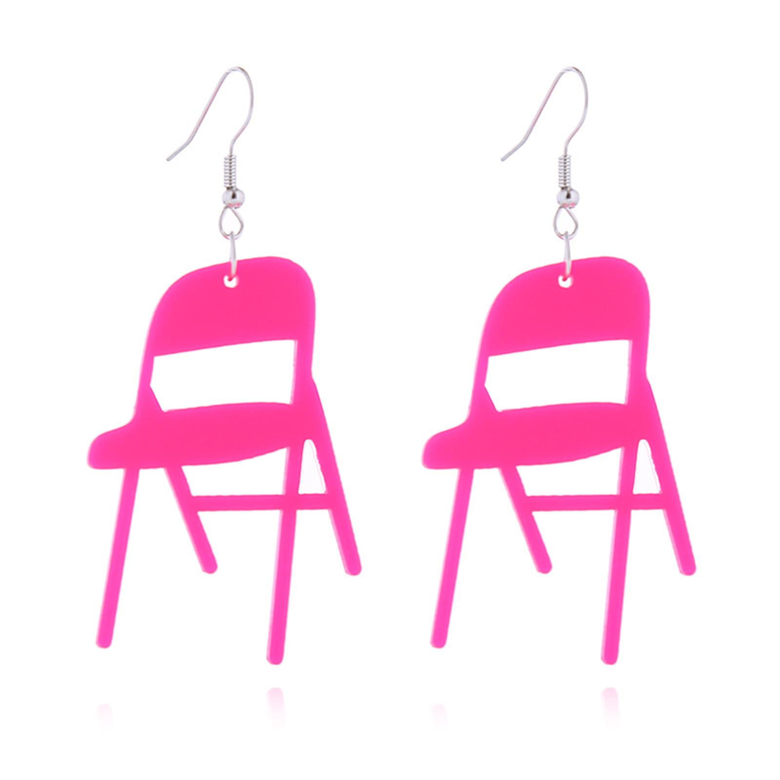 XYAYOU Funny 3D Acrylic Folding Chair Drop Dangle Earrings for Women Jewelry Gift (pink)
