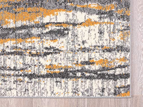 Abani Rugs Grey & Yellow Painted Pattern Area Rug Bold Rugged Contemporary Modern Style Accent, Laguna Collection | Turkish Made Superior Comfort & Construction | Stain Shed Resistant (5' x 7')