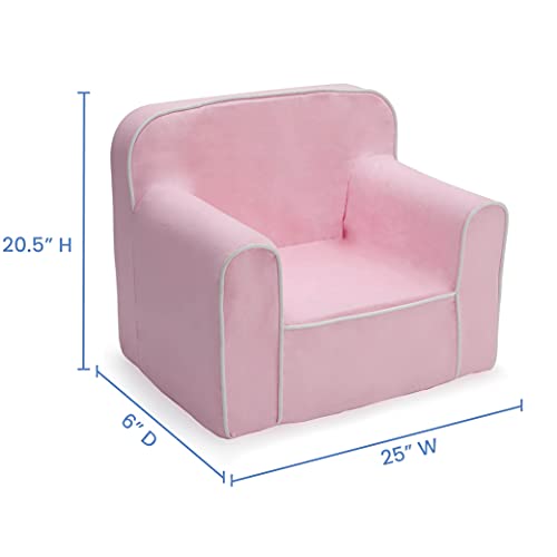 Delta Children Cozee Chair for Kids - 1 Seater Foam Toddler Couch can be Personalized with Name, Has Removable Cover for Easy Machine Washing (25x18x20.5 Inches, Pink and White)