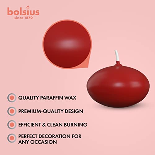 Bolsius Unscented 1.75" Floating Candles – Set of 20 Red Floating Candles – Cute and Elegant Burning Candles – Candles with Nice and Smooth Flame – Party Accessories