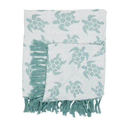 C&F Home Chenille Sea Turtles Coastal Nautical Tropical Beach Seafoam Blue Reversible Throw Blanket with Fringe Soft Cozy Decor Decoration for Couch Sofa Bed 50x60 inches Blue