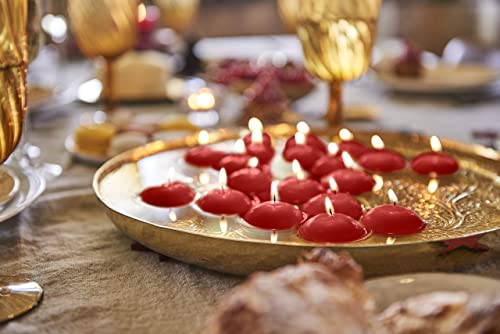 Bolsius Unscented 1.75" Floating Candles – Set of 20 Red Floating Candles – Cute and Elegant Burning Candles – Candles with Nice and Smooth Flame – Party Accessories