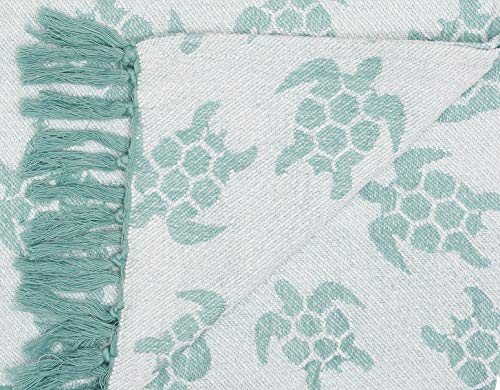 C&F Home Chenille Sea Turtles Coastal Nautical Tropical Beach Seafoam Blue Reversible Throw Blanket with Fringe Soft Cozy Decor Decoration for Couch Sofa Bed 50x60 inches Blue