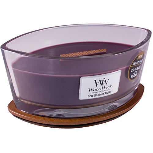 Woodwick Ellipse Scented Candle, Spiced Blackberry, 16oz | Up to 50 Hours Burn Time