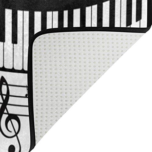 ALAZA Abstract Piano Music Note Black Area Rug Rugs for Living Room Bedroom 7' x 5'