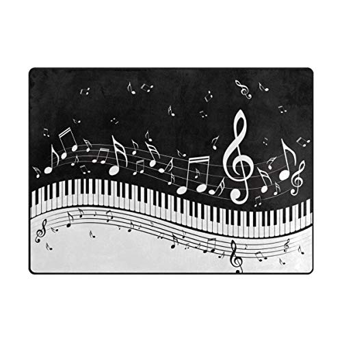 ALAZA Abstract Piano Music Note Black Area Rug Rugs for Living Room Bedroom 7' x 5'