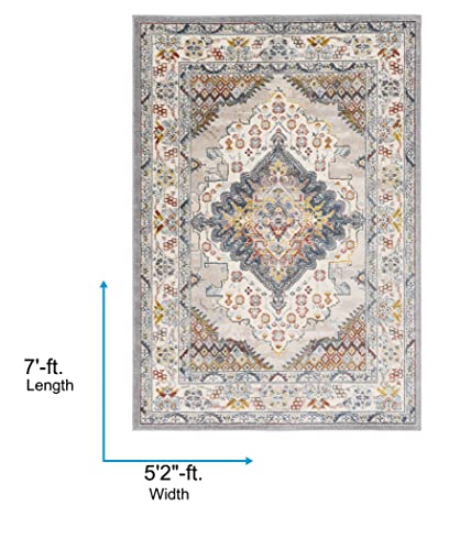 Artistic Weavers Anja Oriental Medallion Area Rug,5'2" x 7',Grey
