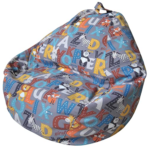 YuppieLife Kids Animal Storage Bean Bag Cover (No Filling) Extra Large stuff'n Sit|Toy Organizer|Carrying Handle|Available for Kids and Teenager|Cuddle Chair(27“,Letter)