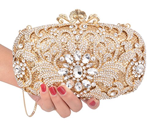 MOSSMON Luxury Crystal Clutch Women Rhinestone Evening Bag for Party and Wedding