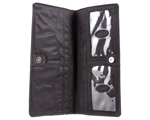 Big Skinny Women's Executive Leather Bi-Fold Checkbook Slim Wallet, Holds Up to 40 Cards, Black