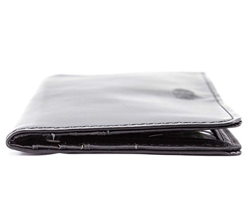 Big Skinny Women's Executive Leather Bi-Fold Checkbook Slim Wallet, Holds Up to 40 Cards, Black