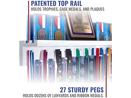 3ft Medal Awards Rack Premier Trophy Shelf- Trophy, Plaque and Medal Display (White)