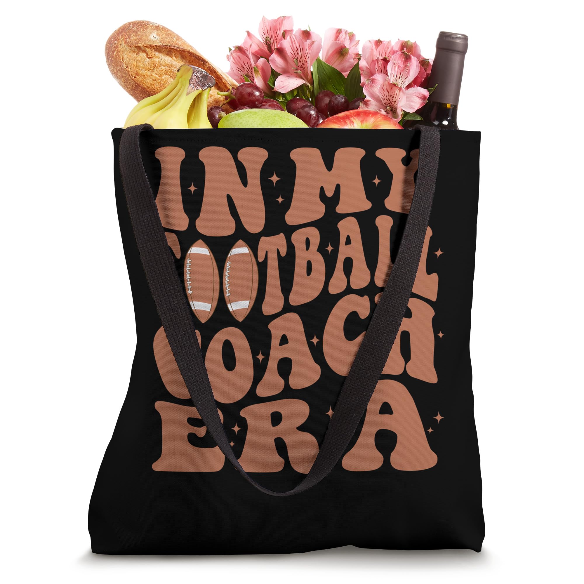 In My Football Coach Era Groovy Football Coach Christmas Tote Bag