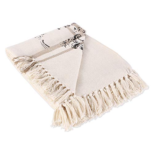 DII French Country Printed Woven Throw, 50x60, French Grain Sack