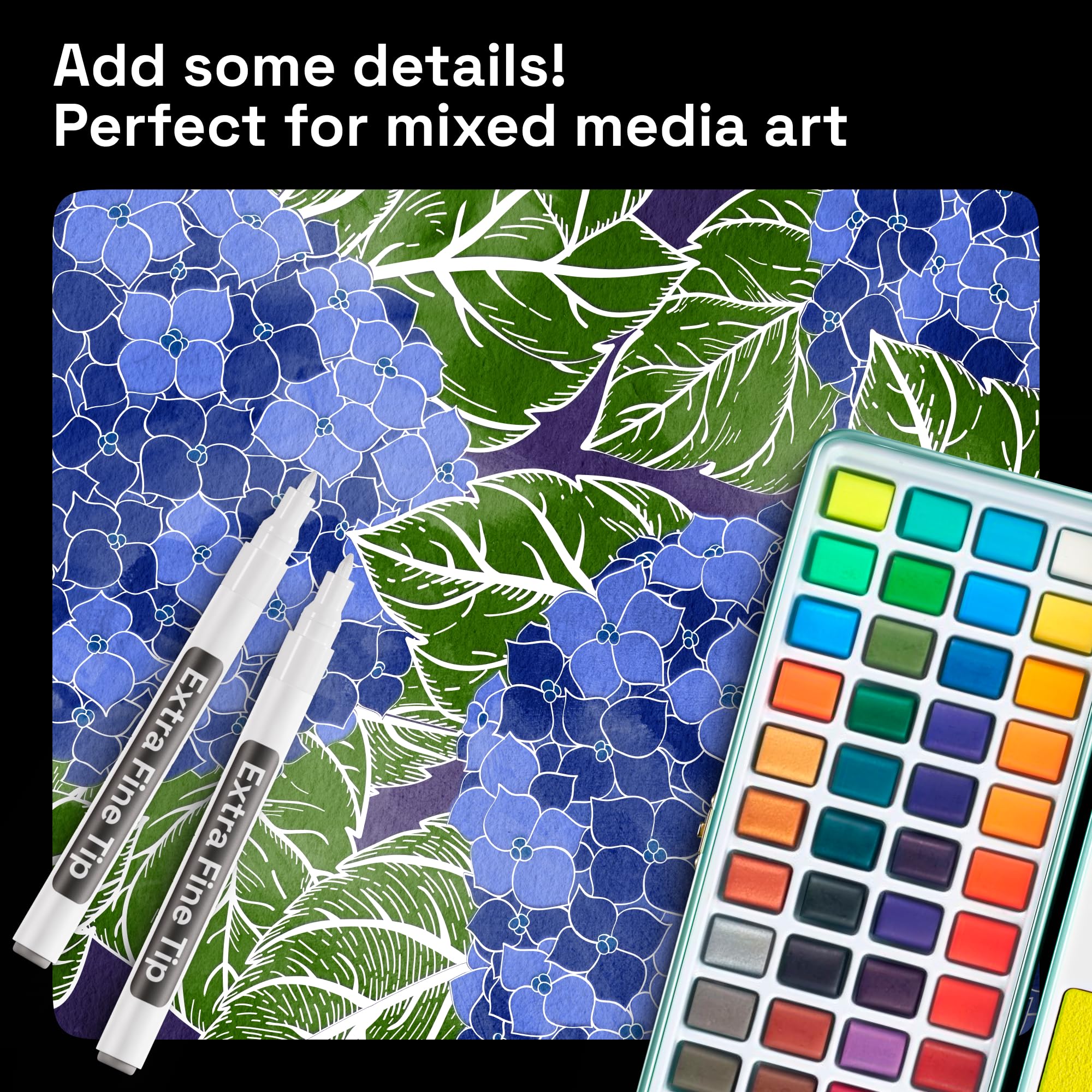 White Paint Pen for Rock Painting, Stone, Ceramic, Glass, Wood, Tire, Fabric, Metal, Canvas. Set of 5 Acrylic Paint White Marker Water-based Extra-fine Tip