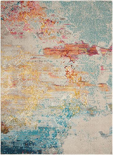 Nourison Celestial Modern Abstract Sealife 5'3" x 7'3" Area -Rug, Easy -Cleaning, Non Shedding, Bed Room, Living Room, Dining Room, Kitchen (5x7)