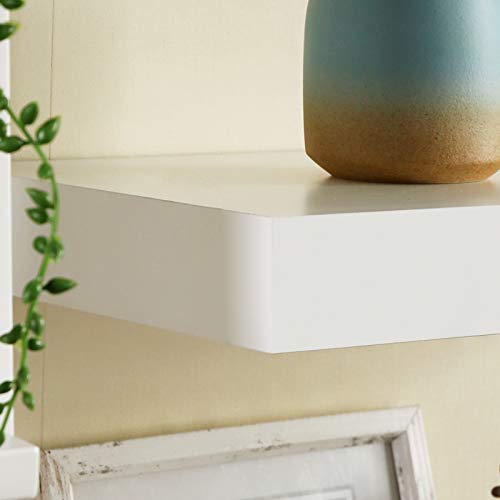 WELLAND New Chicago Floating Shelves Set of 2, 2" Thickness 9.25" Depth Floating Wall Shelves Ledge Shelves, 16-inch, White