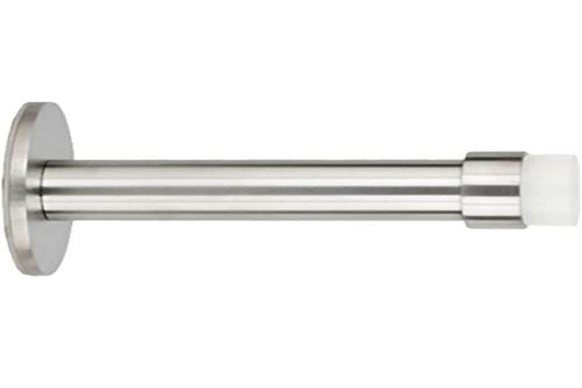 Adhesive Door Stop for Wall Mounting | Length: 3,5" | Stainless Steel | White Rubber | Anti Shock Absorber | 040128ADAM | EVI Hardware
