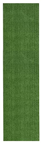 Sweethome Meadowland Collection Indoor and Outdoor Green Artificial Grass Turf Runner Rug 2'7" X 9'10" Green Artificial Grass/Pet mat with Rubber Backed