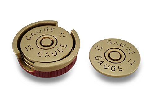 Four Piece 12 Gauge Shotgun Shell Coaster Set W/Base