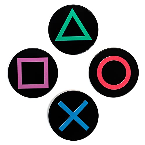 Paladone PlayStation Metal Drink Coasters - Set of Four - Game Room Decor