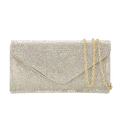 BENCOMOM Women's Gold Clutch,Gold Evening Clutch Purses For Women Evening Gold Clutch Bags Shoulder Crossbody Handbags Bridal Prom Wedding Party gold Purse