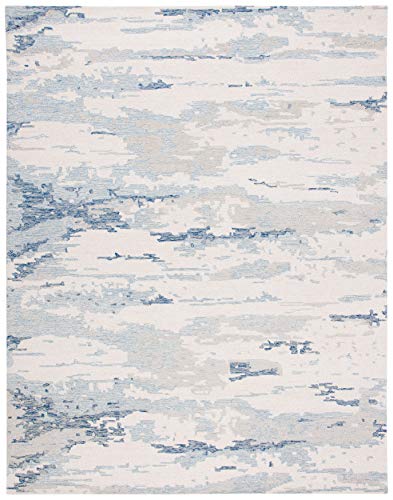 SAFAVIEH Abstract Collection 9' x 12' Ivory/Blue ABT465A Handmade Abstract Premium Wool Area Rug