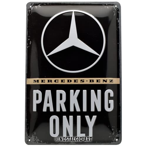 Nostalgic-Art Retro Tin Sign, Mercedes-Benz – Parking Only – Gift idea for car accessoires, Metal Plaque, Vintage Design for Decoration, 7.9" x 11.8"