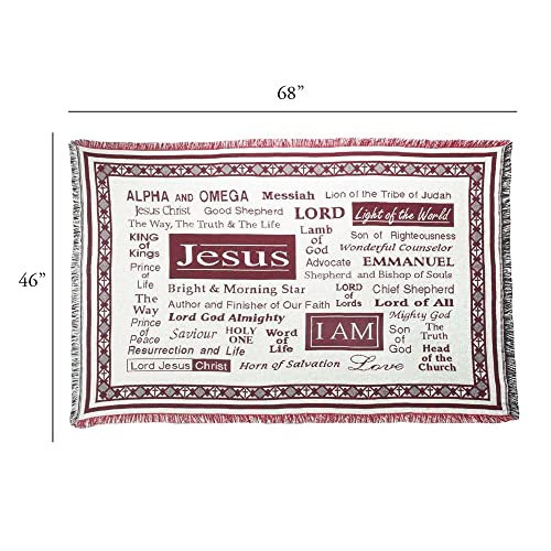 Dicksons Names of Jesus Christ Red and Cream 36 x 48 All Cotton Petite Throw Blanket