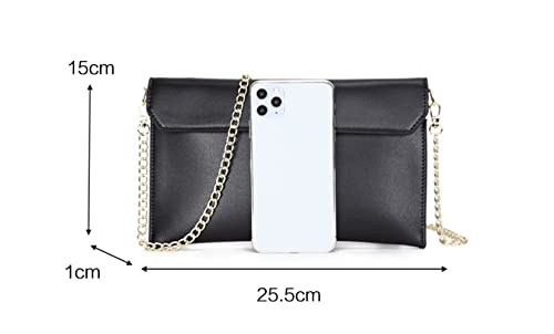 Covelin Women's Wristlet Clutch Handbag Genuine Leather Envelope Evening Shoulder Bags Black