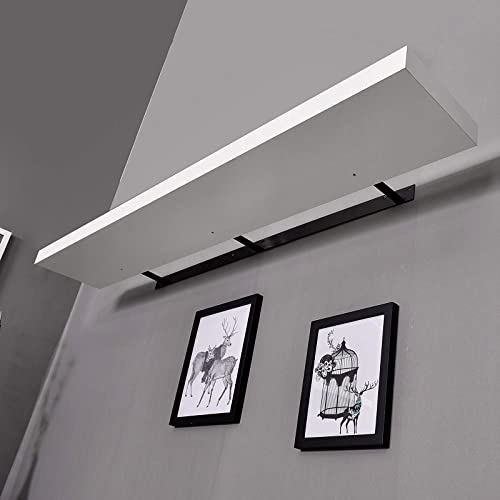 WELLAND Mission Floating Shelf, Wall Mount Shelving, Wood Modern Display Shelves, Bookshelves,for Living Room Kitchen, Approx 60-inch Length by 2-inch High, White