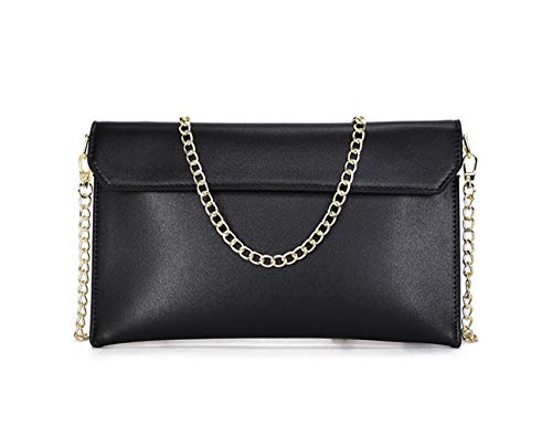 Covelin Women's Wristlet Clutch Handbag Genuine Leather Envelope Evening Shoulder Bags Black