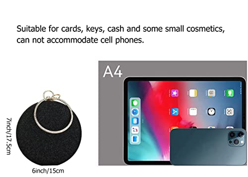 Women's Round Ball Clutch Rhinestone Ring Handle Designer Wristlets Handbag Purse Wedding Party Prom Evening Bag (Black)