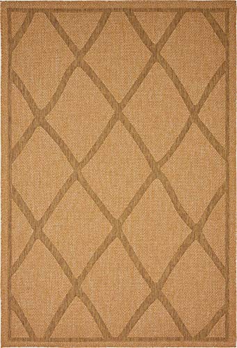 Unique Loom Trellis Collection Area Rug-Geometric Lattice Design, Moroccan Inspired for Indoor/Outdoor Décor, 6 ft x 9 ft, Light Brown/Brown