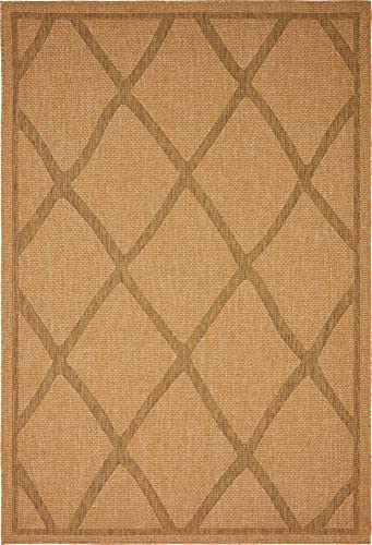 Unique Loom Trellis Collection Area Rug-Geometric Lattice Design, Moroccan Inspired for Indoor/Outdoor Décor, 6 ft x 9 ft, Light Brown/Brown