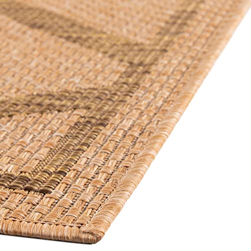 Unique Loom Trellis Collection Area Rug-Geometric Lattice Design, Moroccan Inspired for Indoor/Outdoor Décor, 6 ft x 9 ft, Light Brown/Brown