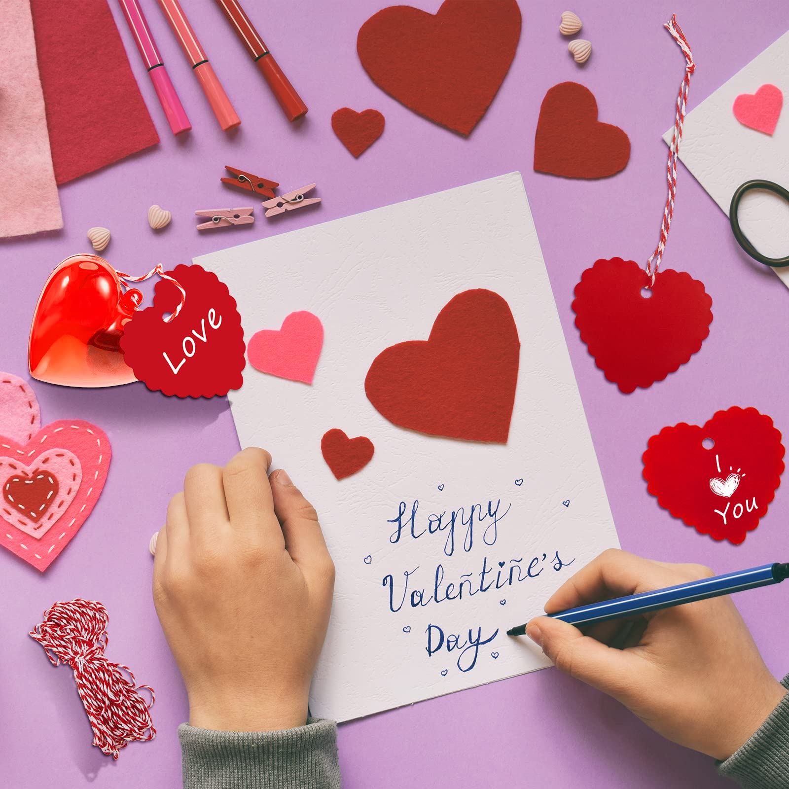 200 Pieces Valentines Day Heart Shaped Plastic Container with Heart Valentines Card for Filling Treats Valentine's Day Classroom Wedding Exchange Party Favor Gift Box Containers