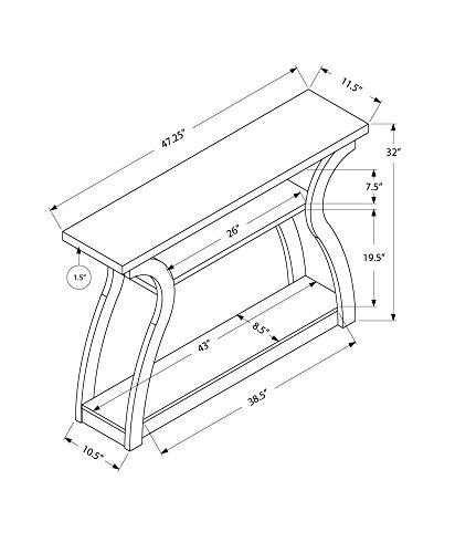 Monarch Specialties 47" Console Table - Sleek and Modern Accent Table for Your Home (Cappuccino/Dark Brown/Espresso)