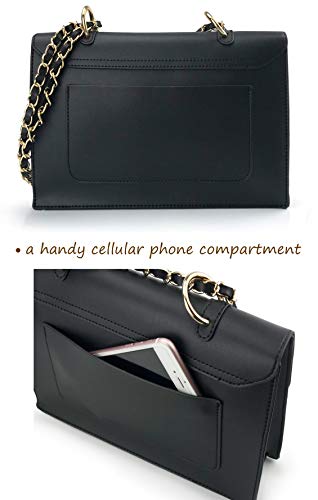 Women Chain Shoulder Handbag with Turn Lock Minimalist Flap Top Cross Body Bag Purse (Nude) Medium