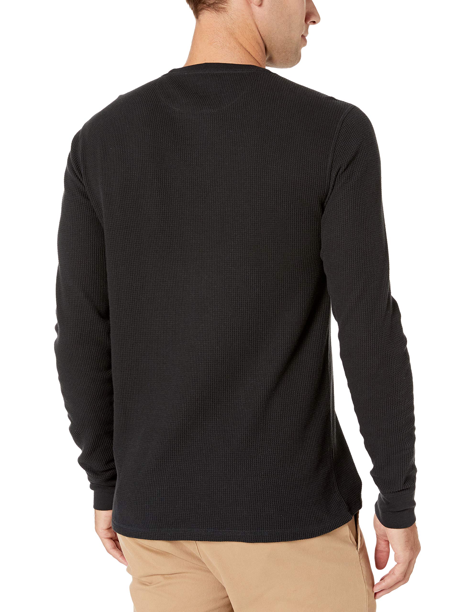 Amazon Essentials Men's Long Sleeve Slim-Fit Waffle Shirt - Black, X-Large
